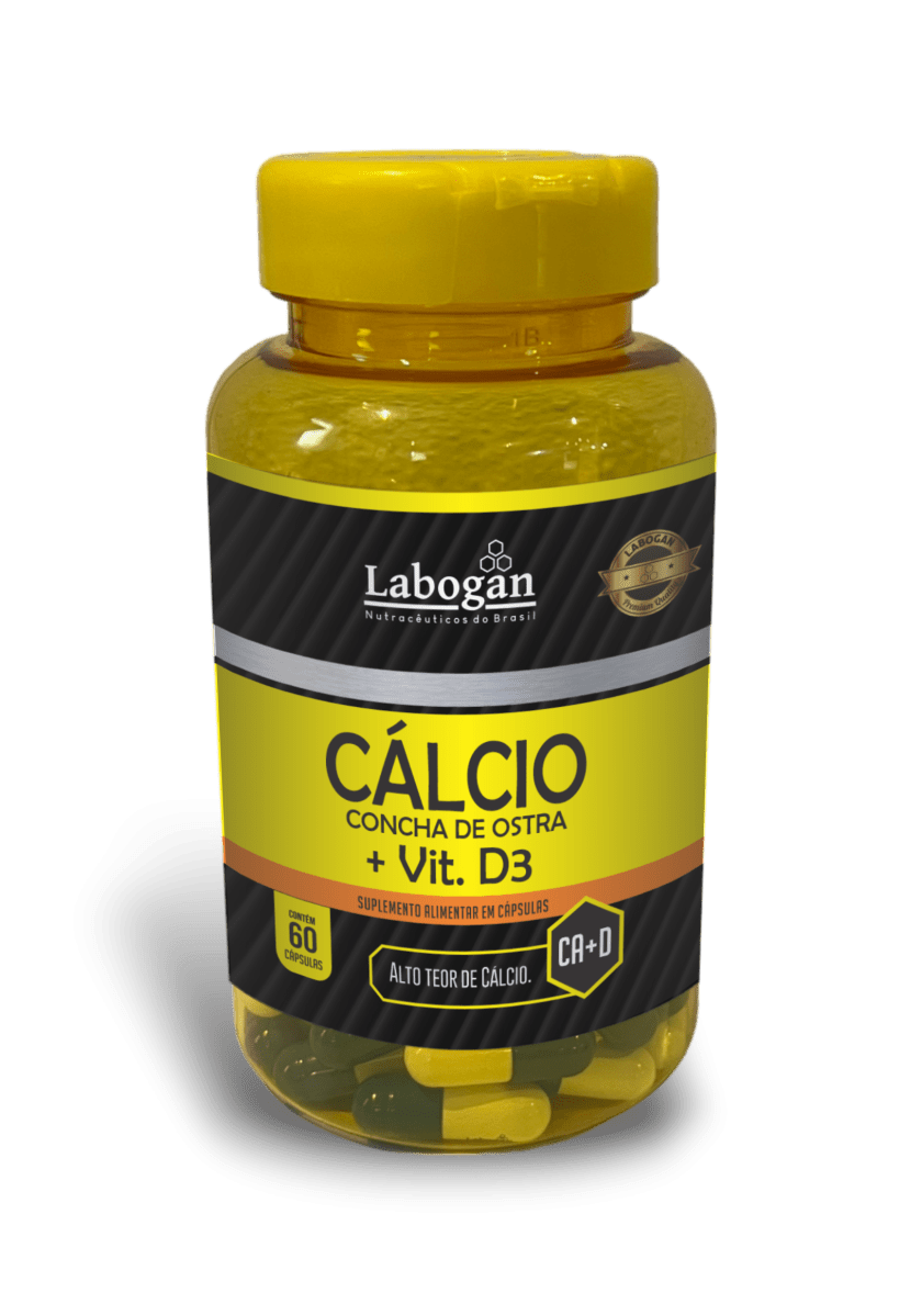 CÁLCIO DE CONCHA DE OSTRA + VITAMINA D3 - 60 CÁPS - LABOGAN - Labogan
